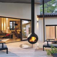 China Wood Burning Hanging Fireplace 7kW 60-80sqm Heating Suspended Stove for Villa Room for sale