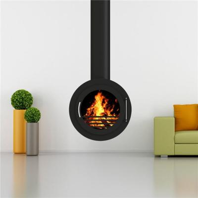 China Ceiling Mounted Hanging Wood Burning Stove 7kW Heating 60-80sqm Oval Fireplace for sale