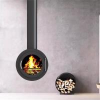China Ceiling Mounted Hanging Wood Burning Stove 7kW Heating 60-80sqm Oval Fireplace for sale