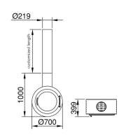 China Ceiling Mounted Hanging Wood Burning Stove 7kW Heating 60-80sqm Oval Fireplace for sale