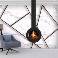 China Ceiling Mounted Hanging Wood Burning Stove 7kW Heating 60-80sqm Oval Fireplace for sale