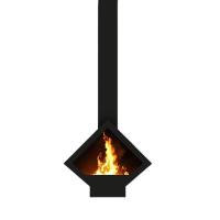 China Indoor Wood Burning Suspended Fireplace Ceiling Mounted Hanging Stove 7kW 990mm for sale