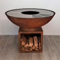 China 100cm Corten Steel Fire Bowl BBQ Grill Outdoor Charcoal Wood Fired Cooking for sale