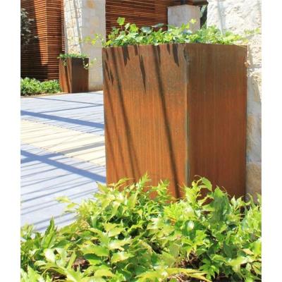 China Columnar Corten Steel Planter 25 Inch Tall for sale