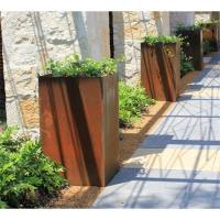 China Columnar Corten Steel Planter 25 Inch Tall for sale