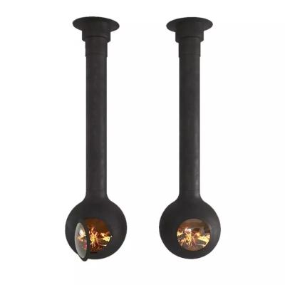 China Morden Central Ceiling Mounted Floating Suspended Globe Wood Fireplace for sale