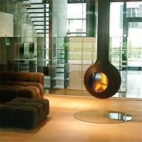 China Morden Central Ceiling Mounted Floating Suspended Globe Wood Fireplace for sale