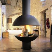 China Suspended Wood Burning Stove Cold Rolled Steel Hanging Fireplace 700-1000mm for sale