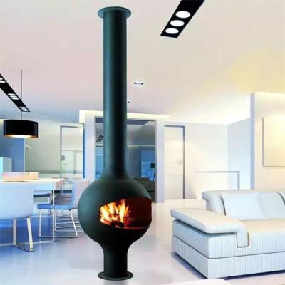 China Free Standing Wood Burning Fireplace Ceiling Mounted Hanging Stove 600mm 800mm for sale