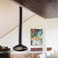 China Oval Wood Burning Ceiling Suspended Fireplace Dia 600-1000mm Black Steel for sale