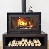China Modern Freestanding Carbon Steel Wood Burning Fireplace Stove 7KW 60x50x75cm for sale