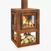 China Corten Steel Wood Burning Outdoor Fireplace Stove 540mm x 2900mm Chimney for sale