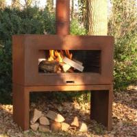 China Corten Steel Obelisk Chiminea 560mm x 1600mm for Patio Backyard Wood Burning Fireplace for sale