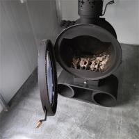 China Round Hanging Wood Burning Stove D600mm Central Heating Indoor Fireplace Matt Black 60-80sqm for sale