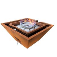 China Decorative Corten Steel Gas Fire Water Bowl Square Smooth 600mm for Pools for sale