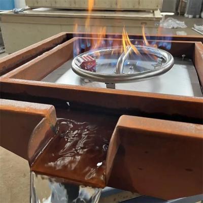 China Corten Steel Gas Fire Pit Water Bowl 600mm Outdoor Decorative Poolside Patio Heater for sale