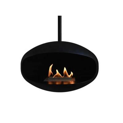 China Indoor Black Real Flame Hanging Ethanol Fireplace 1.5L Ceiling Mounted Cocoon for sale