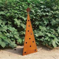 China 500mm Corten Steel Christmas Tree Garden Ornament with LED Pre-Rusted Finish for sale