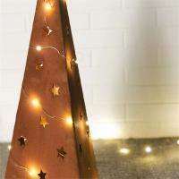 China 500mm Corten Steel Christmas Tree Garden Ornament with LED Pre-Rusted Finish for sale