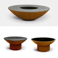 China Corten Steel Outdoor Charcoal Grill 102 cm Round Fire Pit BBQ for Camping for sale