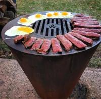 China Corten Steel Cone Barbecue Grill 100cm Outdoor Wood Burning Fire Pit Stove Top for sale