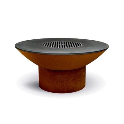 China Corten Steel BBQ Grill Fire Pit 102cm Diameter Detachable Base Outdoor Charcoal Cooker for sale