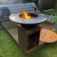 China 100cm Dia Corten Fire Pit Charcoal Barbecue Grill for sale