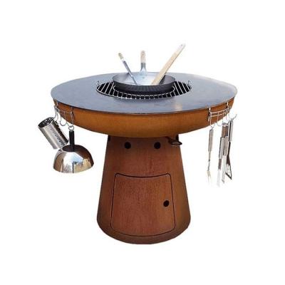China Custom Corten Steel BBQ Grill Fire Pit Bowl 600-1000mm Garden Outdoor Cooking for sale