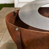 China Large Semi Sphere Corten Steel Fire Bowl Camping Plancha Grill Dia102cm for sale