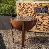 China Large Semi Sphere Corten Steel Fire Bowl Camping Plancha Grill Dia102cm for sale