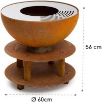 China Half Ball Rusty Barbecue Corten Steel BBQ Grill Wood Burning 60x56 cm for sale