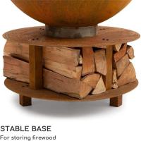 China Half Ball Rusty Barbecue Corten Steel BBQ Grill Wood Burning 60x56 cm for sale