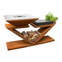 China OEM Pre Weathered Corten Steel Charcoal Grill 1700mm with Ash Tray for Outdoor Cooking for sale