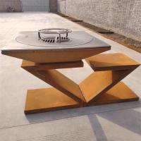 China OEM Pre Weathered Corten Steel Charcoal Grill 1700mm with Ash Tray for Outdoor Cooking for sale
