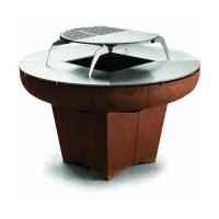 China Corten Steel BBQ Grill Fire Pit 100cm Diameter Outdoor Cooking Ring with Grill Plate for sale