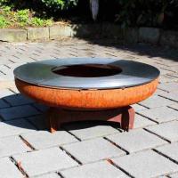 China Rusted Red 100cm Corten Steel Fire Pit BBQ For Backyard Patio for sale