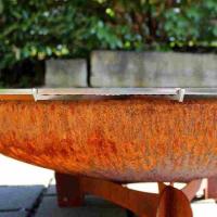 China Rusted Red 100cm Corten Steel Fire Pit BBQ For Backyard Patio for sale