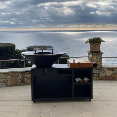 China Portable Corten Steel BBQ Grill Outdoor Fire Pit 800mm 1000mm Black Coating for sale