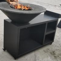 China Portable Corten Steel BBQ Grill Outdoor Fire Pit 800mm 1000mm Black Coating for sale