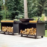 China Portable Corten Steel BBQ Grill Outdoor Fire Pit 800mm 1000mm Black Coating for sale