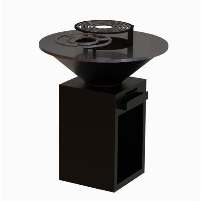 China Black Corten Steel BBQ Grill Fireplace 1330x500x1000mm Outdoor Charcoal Fire Pit for sale