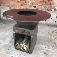 China Black Corten Steel BBQ Grill Fireplace 1330x500x1000mm Outdoor Charcoal Fire Pit for sale