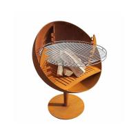 China Rotatable Corten Steel Fire Globe Grill with 85cm Diameter and 6-Level Adjustable Grate for sale