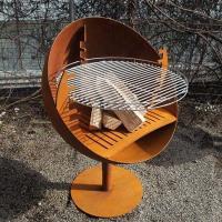 China Rotatable Corten Steel Fire Globe Grill with 85cm Diameter and 6-Level Adjustable Grate for sale