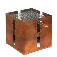China Pre Rusted Corten Steel Fire Pit Grill 45x45x45 cm Charcoal Burning Outdoor BBQ for sale