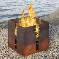 China Pre Rusted Corten Steel Fire Pit Grill 45x45x45 cm Charcoal Burning Outdoor BBQ for sale