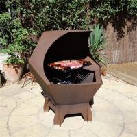 China Decahedron Corten Steel Outdoor Fire Pit and BBQ Grill 80x80 cm for sale