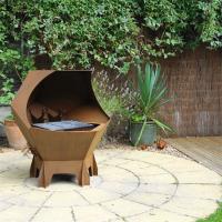 China Decahedron Corten Steel Outdoor Fire Pit and BBQ Grill 80x80 cm for sale