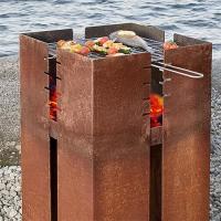 China Decorative Square Corten Steel Fire Pit And Grill for sale
