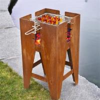 China Decorative Square Corten Steel Fire Pit And Grill for sale